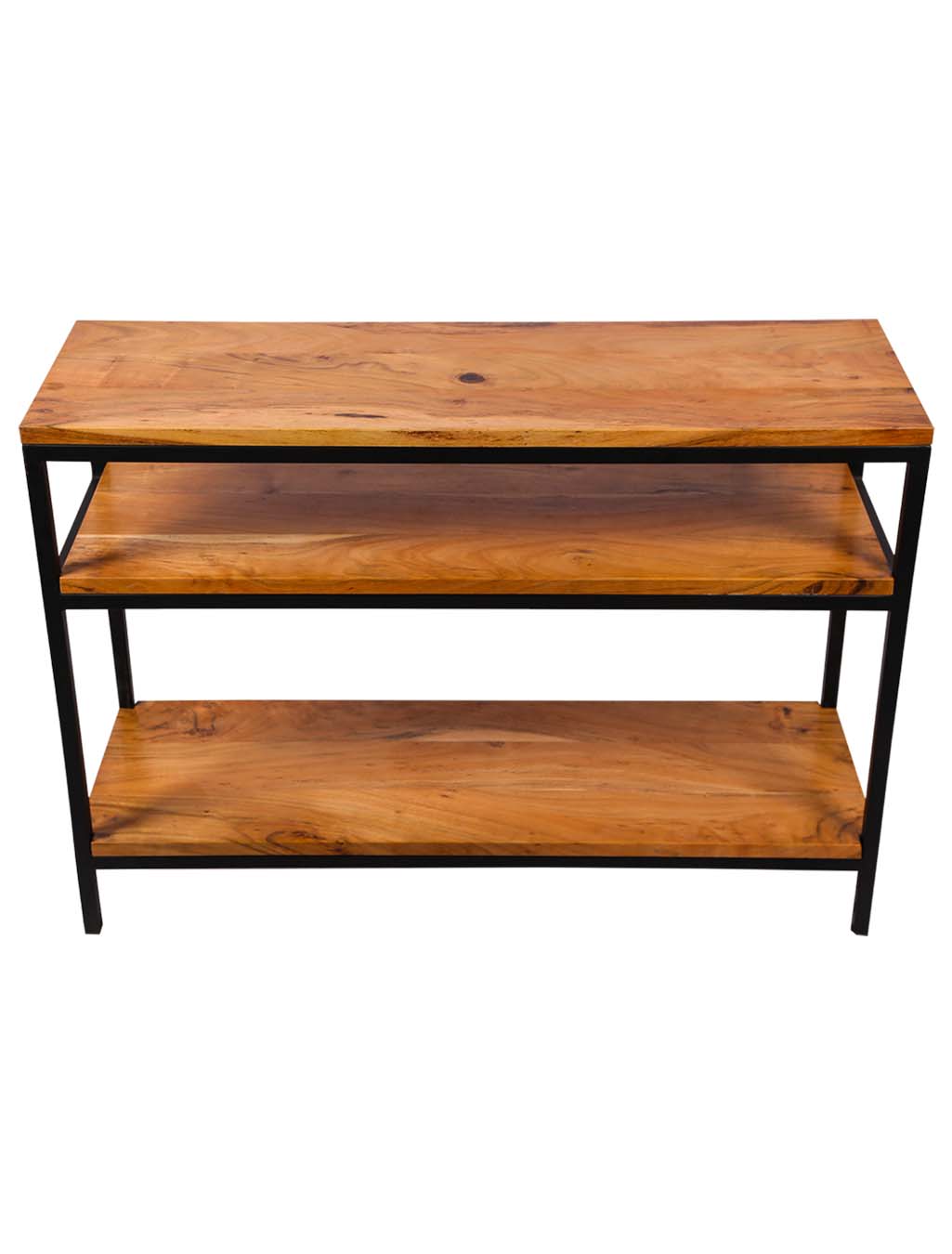 Solid Wood Console Tables 3 Tier Metal Pipe | AQ Solid Wood