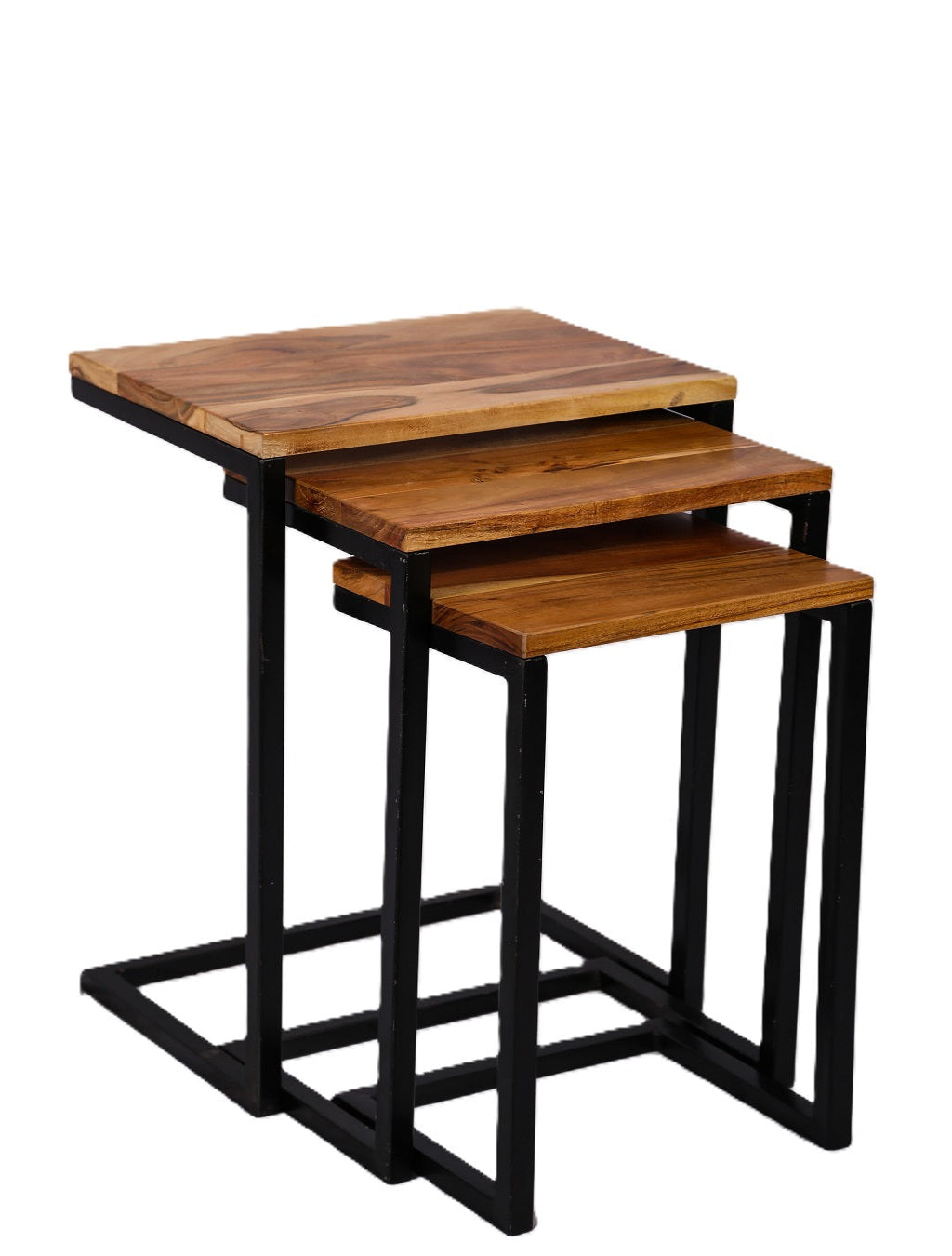 U Shape Solid Wood Nesting Tables (3 Pieces) | Space-Saving Furniture ...